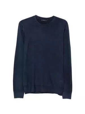 FAY Crew Neck Long Sleeve Wool Sweater - Blue