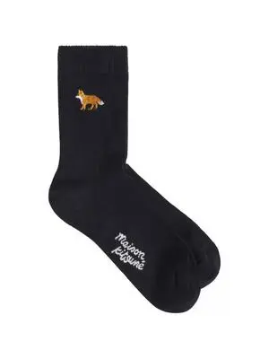 Maison Kitsuné Baby Fox Ribbed Socks - Black