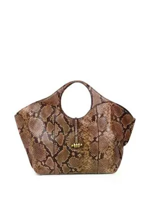 GIANNI CHIARINI Snake-effect Leather Tote Bag - Brown