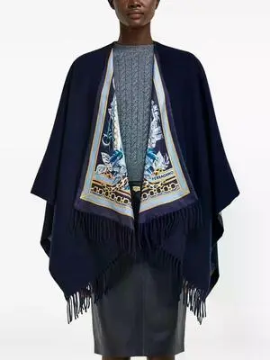 FERRAGAMO Feline-print Reversible Cape - Blue