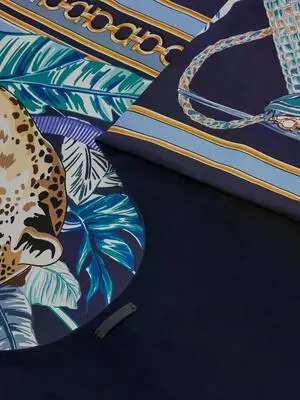 FERRAGAMO Feline-print Reversible Cape - Blue