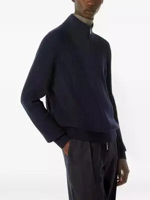 Loro Piana Ribbed-knit Zip-up Cashmere Cardigan