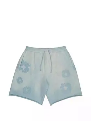 DENIM TEARS Faded Mono Cotton Wreath Track Shorts - Blue