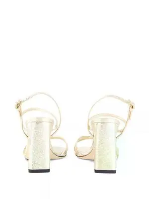 JIMMY CHOO Elsy Block-heel 85 Brilliance-fabric Sandals - Gold
