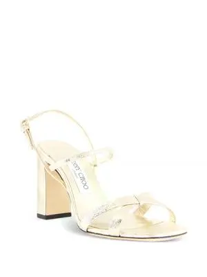 JIMMY CHOO Elsy Block-heel 85 Brilliance-fabric Sandals - Gold