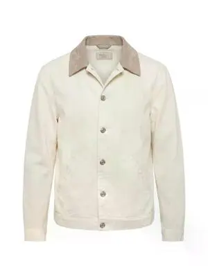 Brunello Cucinelli Contrast-collar Button-up Jacket - Neutrals
