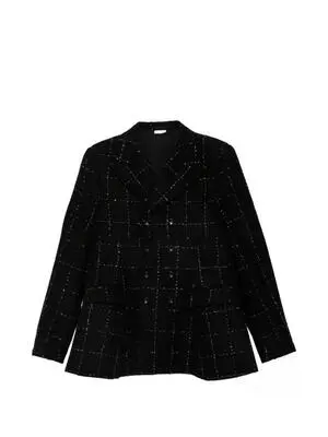 Comme Des Garçons Checked Sequin-embellished Blazer - Black
