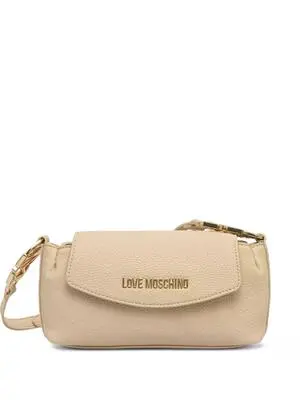 Moschino Logo-plaque Pebbled Cross Body Bag - Neutrals