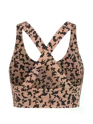 EA7 Animal-print Crossover-strap Sports Bra - Brown