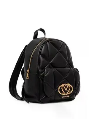 Moschino Quilted Logo-plaque Backpack - Black