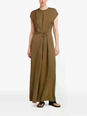 YVES SALOMON Asymmetric Adjustable Satin Maxi Dress