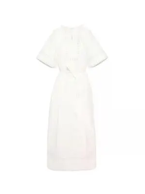 YVES SALOMON Short-sleeve Poplin Midi Dress - Neutrals