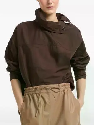 YVES SALOMON Funnel-neck Poplin Blouse