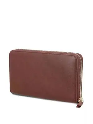 Emporio Armani Wallet In Pebbled Leather With A Zip Around Closure - Red