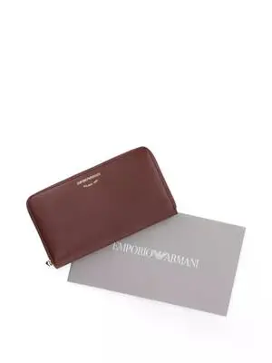 Emporio Armani Wallet In Pebbled Leather With A Zip Around Closure - Red