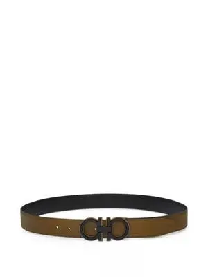 FERRAGAMO Reversible And Adjustable Gancini Belt - Brown