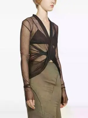 YEHUAFAN Knotted Organza Top