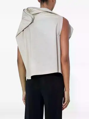 Issey Miyake Asymmetric Zip-detail Top - Neutrals