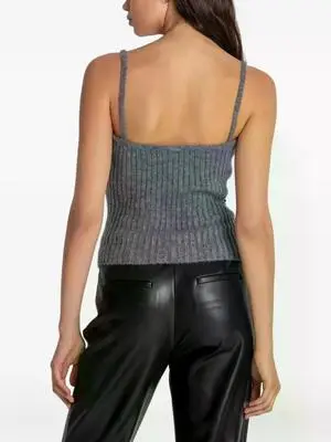 FRACOMINA Floral-appliqués Cable-knit Tank Top - Grey