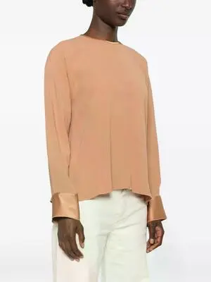 FORTE_FORTE Satin-cuff Long-sleeve Blouse
