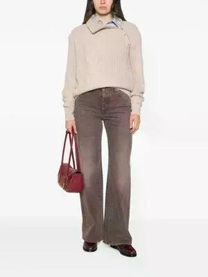 ALLUDE Ribbed Zip-neck Sweater