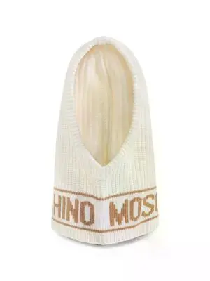 Moschino Logo-intarsia Ribbed-knit Balaclava - White
