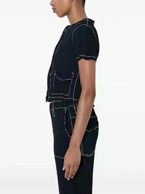 Issey Miyake Wavelet Crinkle-textured Contrast-stitch Top
