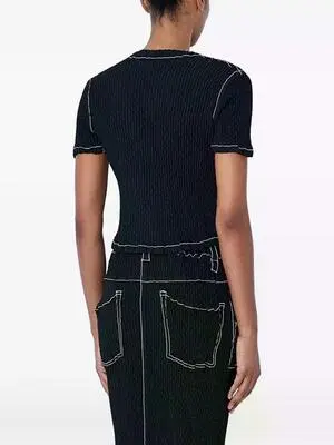 Issey Miyake Wavelet Crinkle-textured Contrast-stitch Top