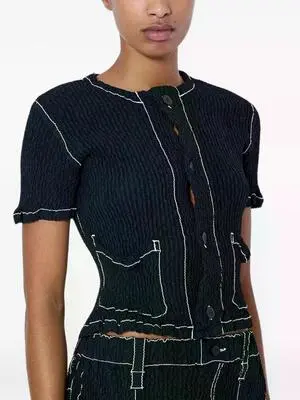 Issey Miyake Wavelet Crinkle-textured Contrast-stitch Top
