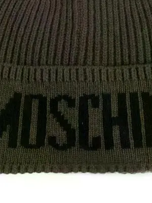 Moschino Logo-intarsia Ribbed-knit Beanie Hat