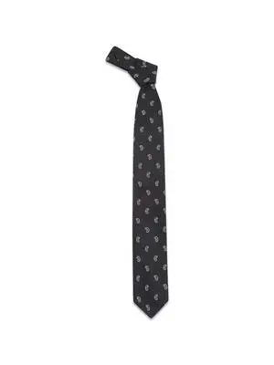 LARDINI Paisley-print Silk Neck Tie - Black