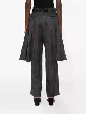 Sacai Pinstripe-pattern Peplum-detail Trousers