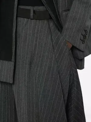 Sacai Pinstripe-pattern Peplum-detail Trousers