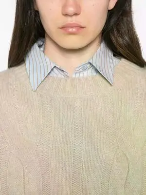 ALLUDE Cable-knit Drop-shoulder Sweater