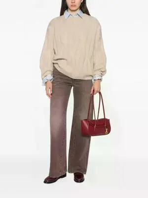 ALLUDE Cable-knit Drop Shoulder Sweater
