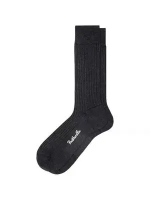 Pantherella Ribbed Knit Cotton Socks - Grey