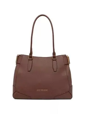 Moschino Buckle-detail Logo-lettering Tote Bag - Brown