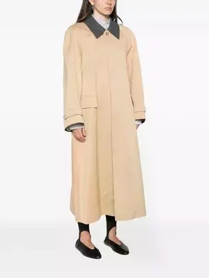 Carven Contrasting Collar Storm Flap Coat - Neutrals