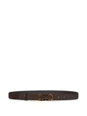 FERRAGAMO Reversible And Adjustable Gancini Belt - Brown