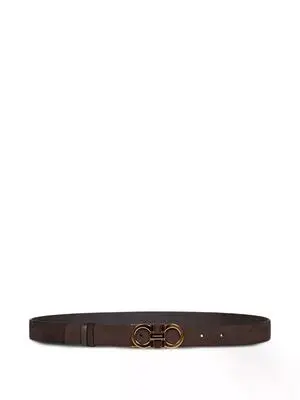 FERRAGAMO Reversible And Adjustable Gancini Belt - Brown