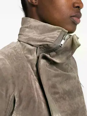 Rick Owens Asymmetric-zip Velvet Jacket - Grey
