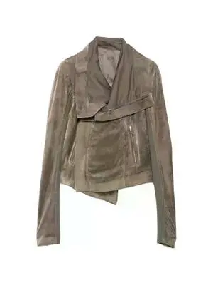 Rick Owens Asymmetric-zip Velvet Jacket - Grey
