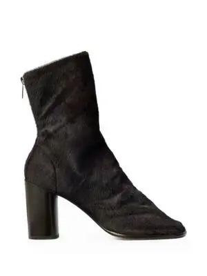 LEMAIRE 80mm Glove Heeled Ankle Boots In Pony-style Leather - Brown