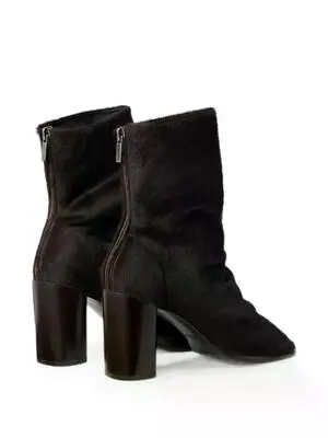 LEMAIRE 80mm Glove Heeled Ankle Boots In Pony-style Leather - Brown