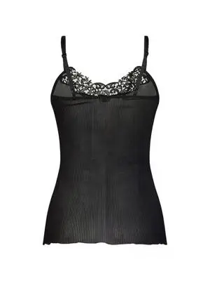 Saint Laurent Ribbed Silk Knit Guipure Lace Tank Top
