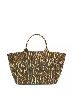 GANNI Xxl Leopard-print Tote Bag - Brown