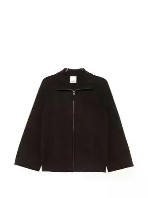 ALLUDE Zip-up Funnel-neck Cardigan - Brown