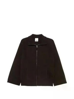 ALLUDE Zip-up Funnel Neck Cardigan - Brown