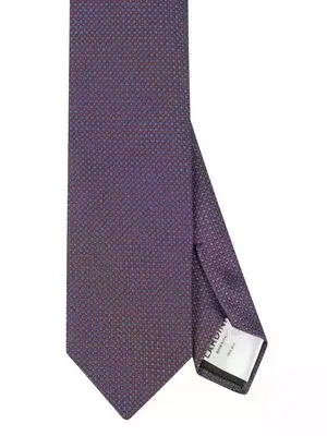LARDINI Geometric Pattern Silk Tie - Purple