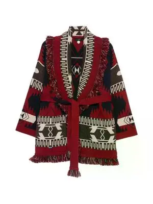 Alanui Fringe-trimmed Jacquard Cardigan - Red